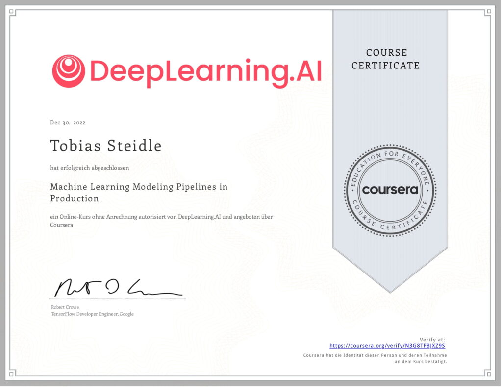 Zertifikate - Tobias Steidle Software Development